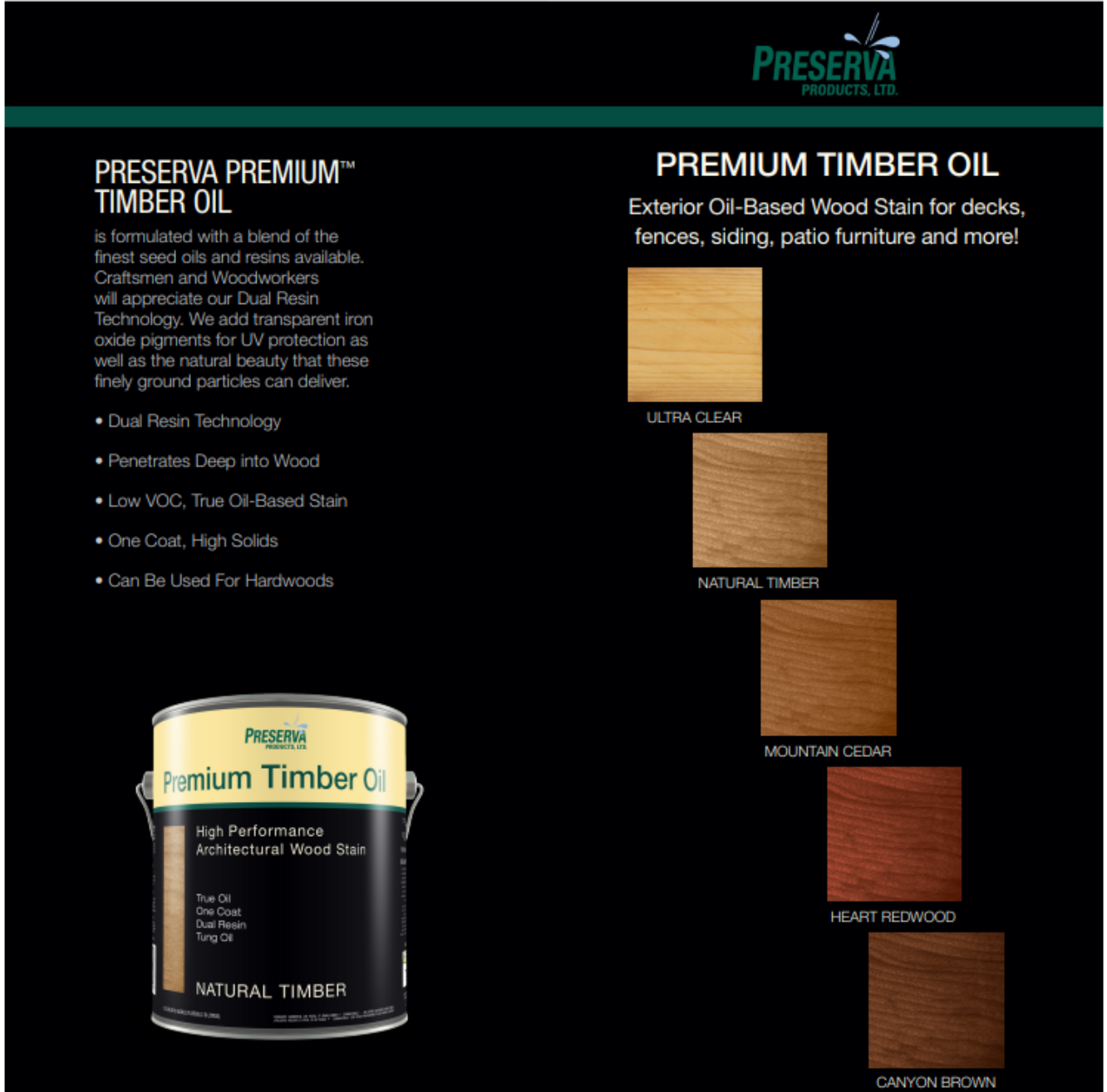 Premium Timber Oil – Preserva Products, Ltd.